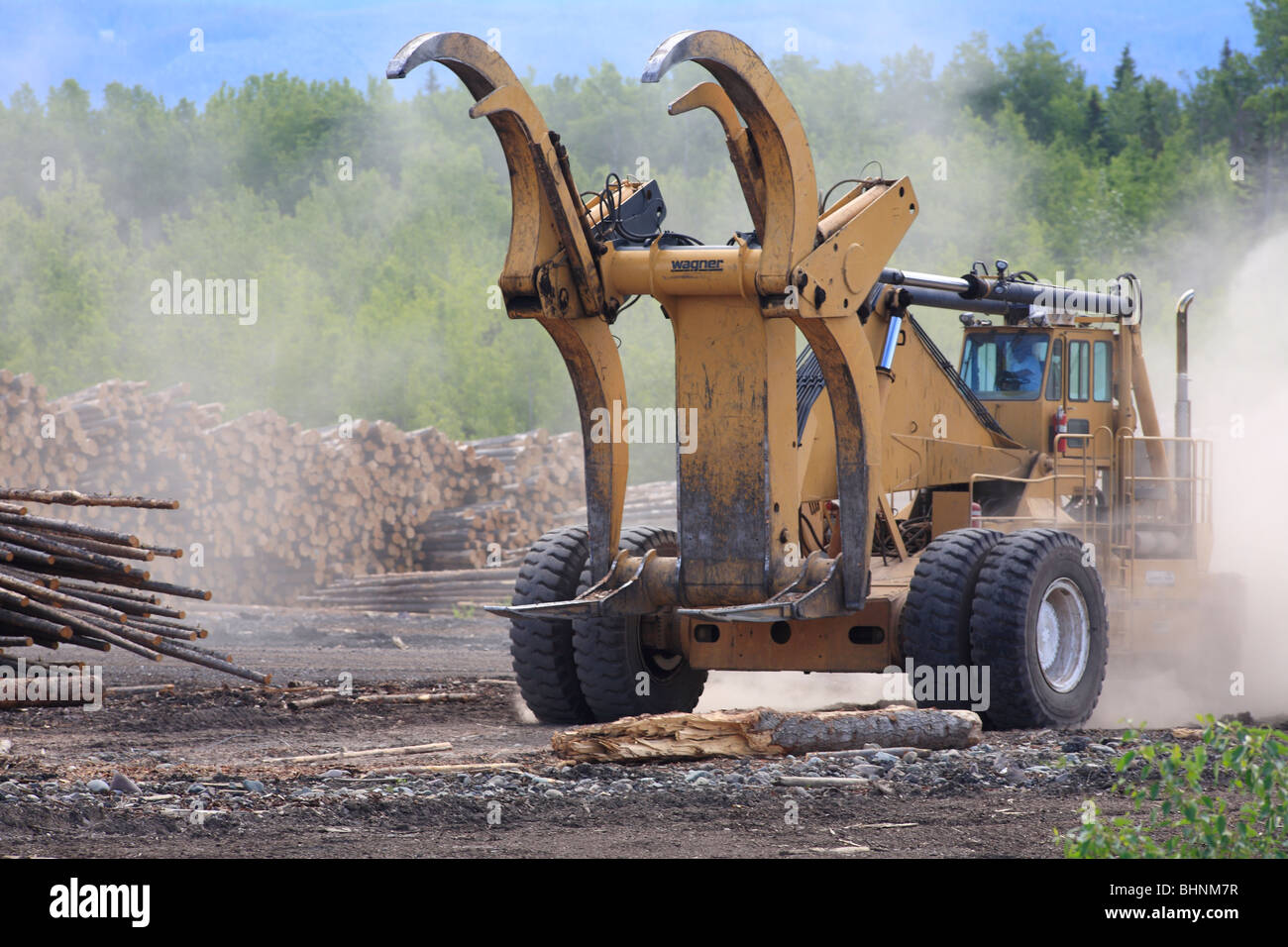 'LeTourneau' log Loader im Sägewerk Rundholzplatz, Houston, BC ...