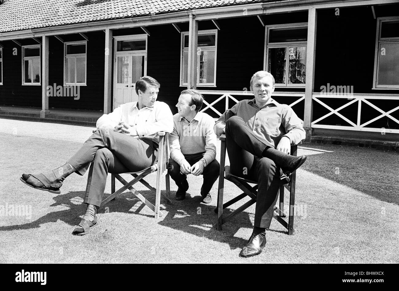 England team mates, Geoff Hurst, Nobby Stiles & Bobby Moore take things ...