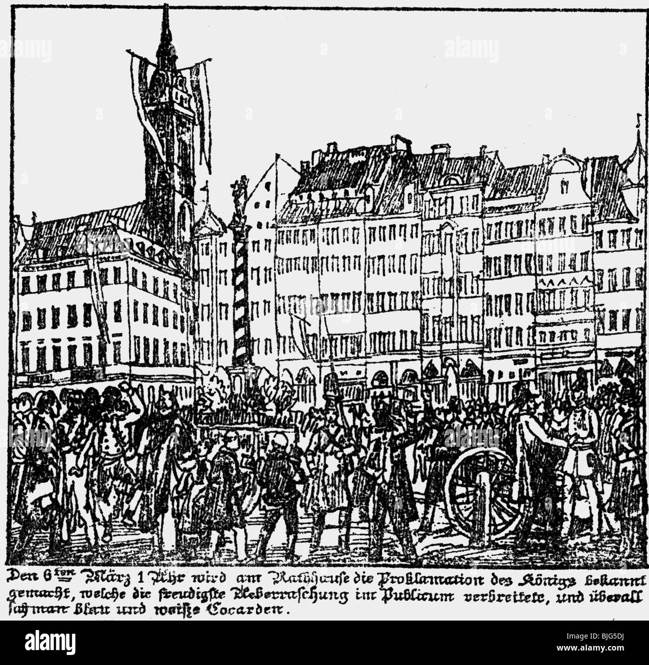 Ereignisse, Revolution 1848 - 1849, Märzrevolution, München, Verkündung ...