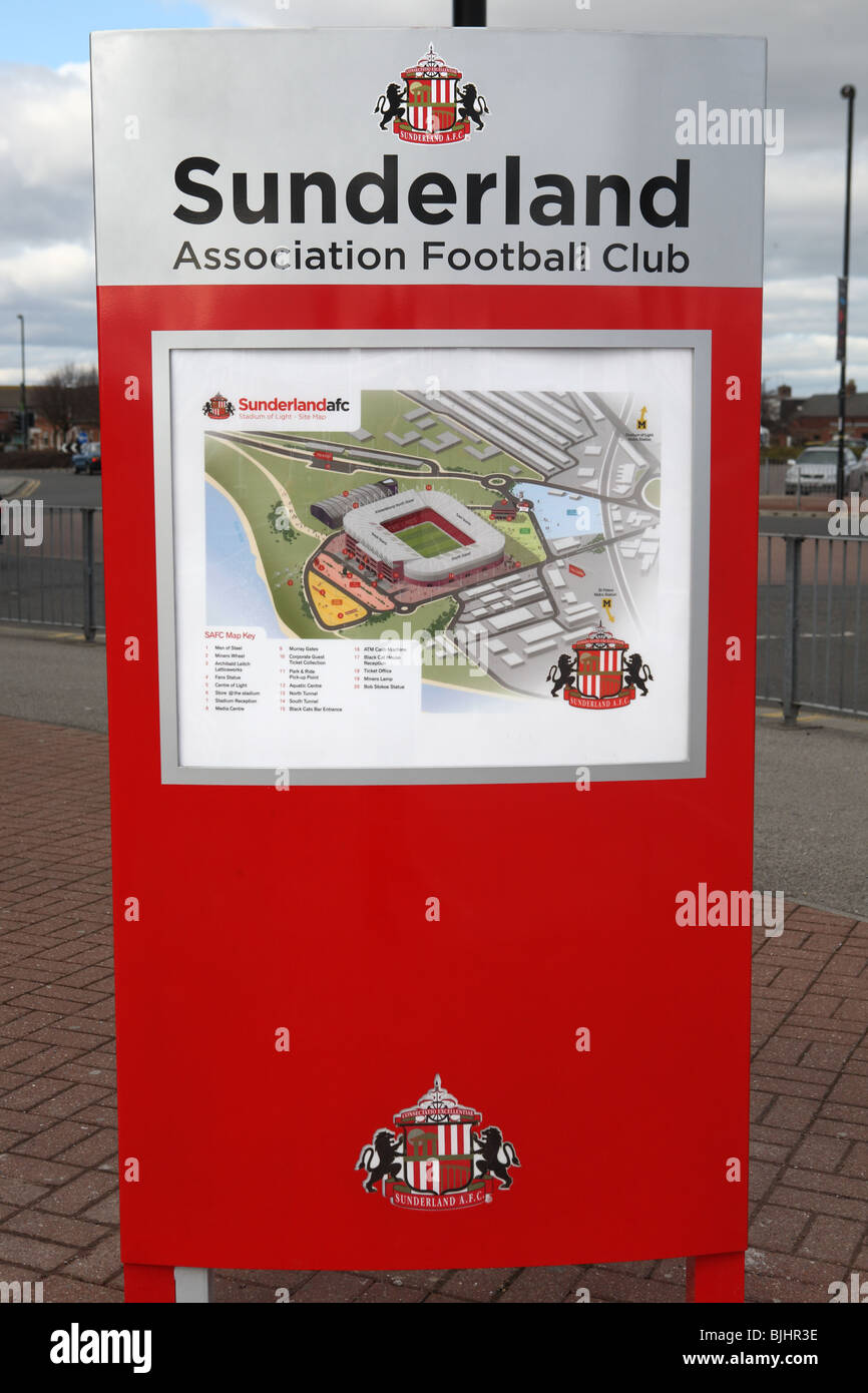 Eine Grundriss-Skizze zeigt das Layout um das Stadium of Light, Heimat ...