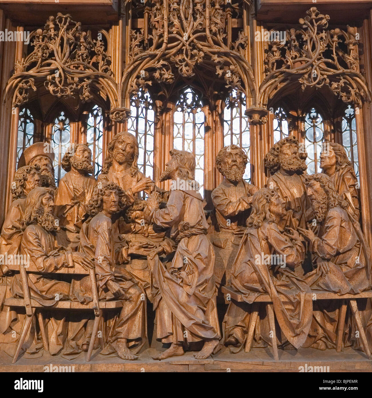 Detail von dem heilige Blut Altar von Tilman Riemenschneider, St. Jakobs Kirche Rothenburg Ob ...