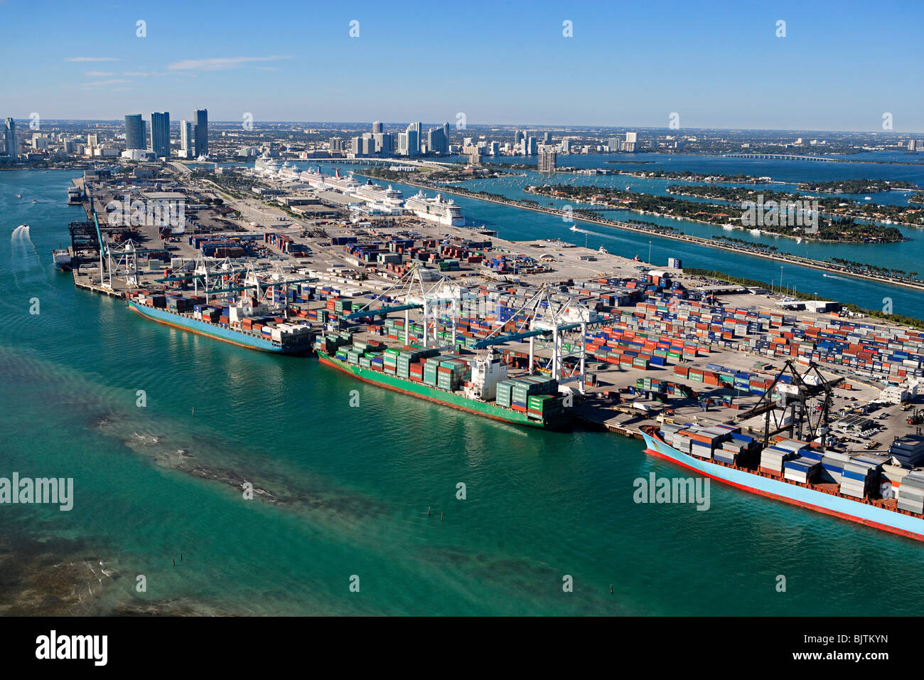 Containerterminals im Hafen von miami Stockfotografie - Alamy