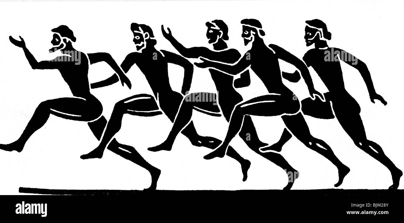 Sport, Olympische Spiele, Olympia, antike, nachlaufen, Läufer bei ... Sport, Olympische Spiele, Olympia, antike, nachlaufen, Läufer bei ...