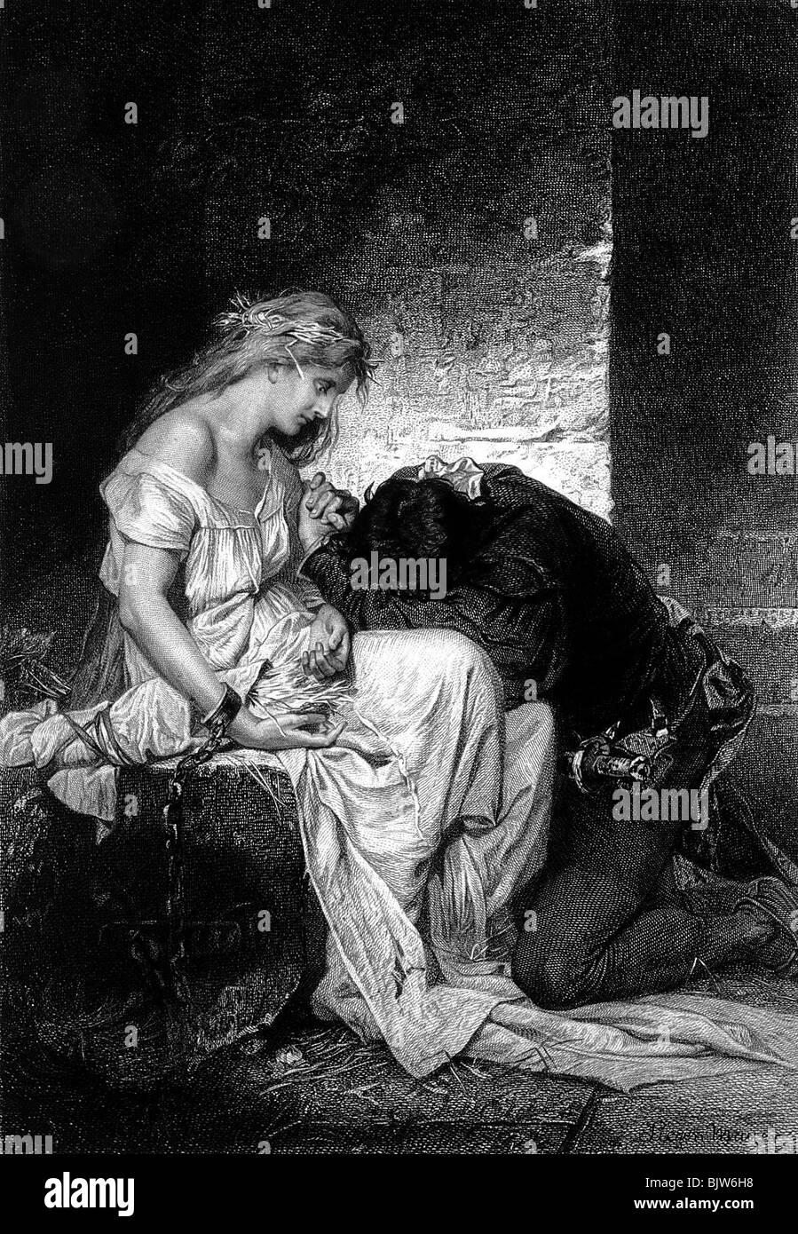 Literatur, "Faust I", 25. Szene "Dungeon", Faust und Gretchen im Kerker ...