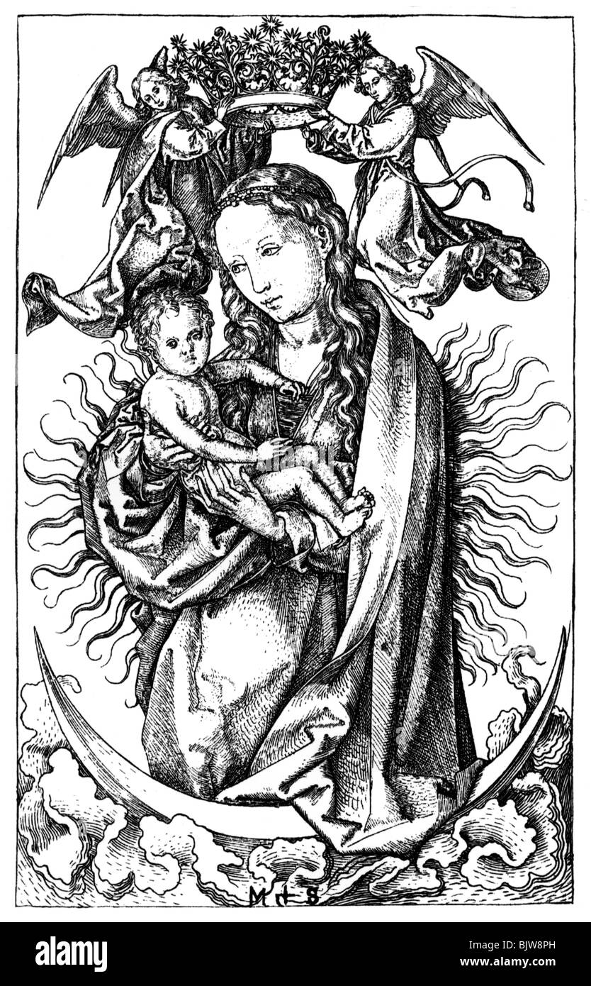 Madonna with child on a crescent moon -Fotos und -Bildmaterial in hoher Auflösung – Alamy