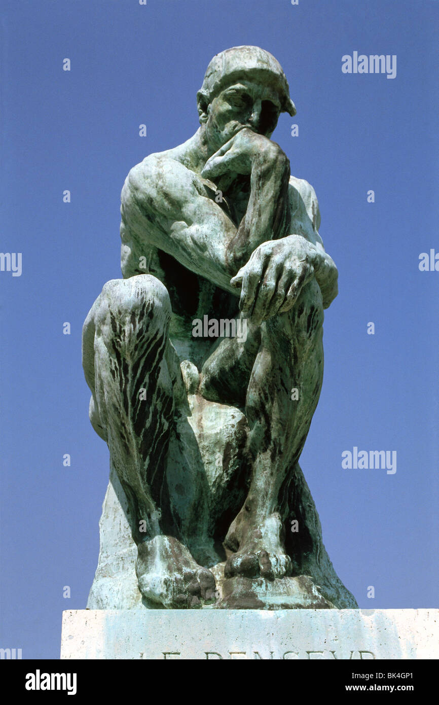 Die Bronzeskulptur des Denkers (Le Penseur) von Auguste Rodin im Musée ...