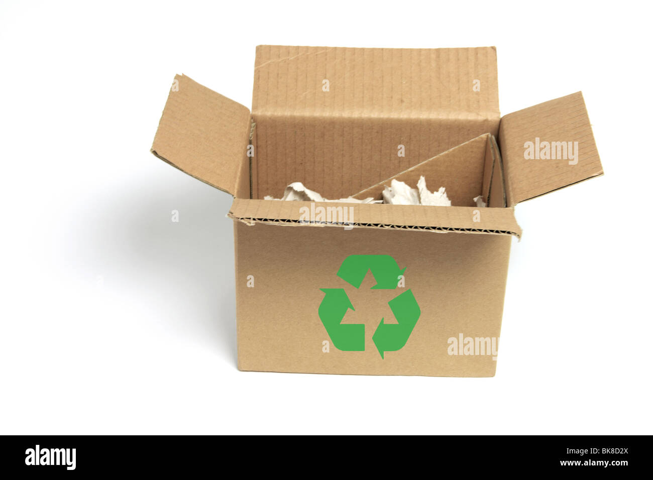 Karton mit Recycling-Symbol Stockfotografie - Alamy