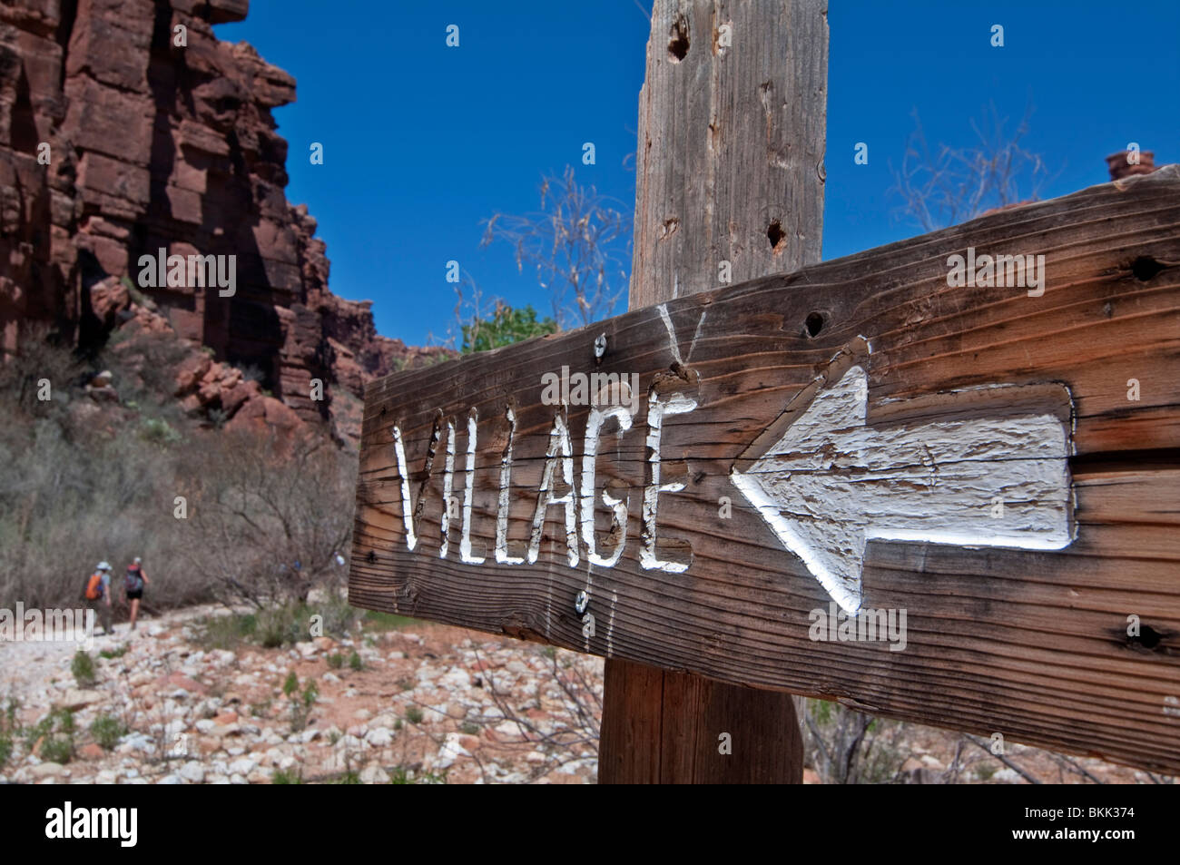 Ortsschild am Start auf der Supai Village in Grand Canyon ...