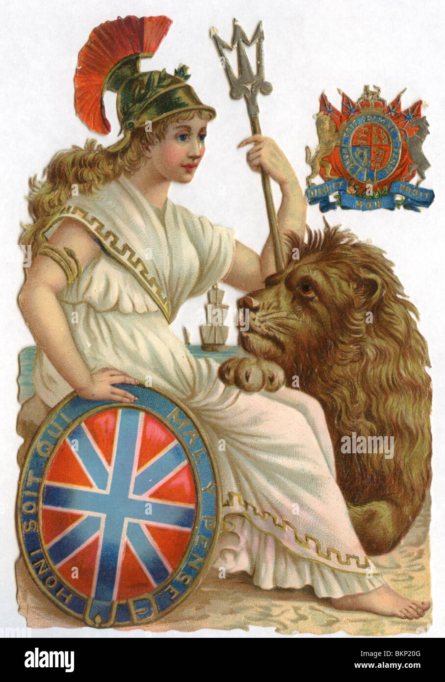 Britannia mit Löwen Stockfotografie - Alamy