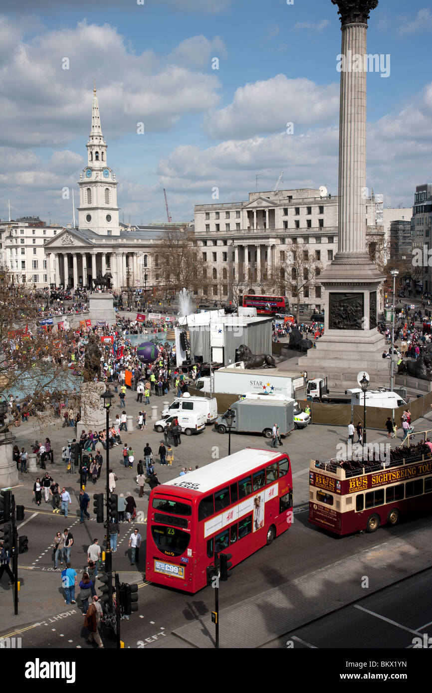 Trafalgar Square London Aerial Stockfotos & Trafalgar Square London ...