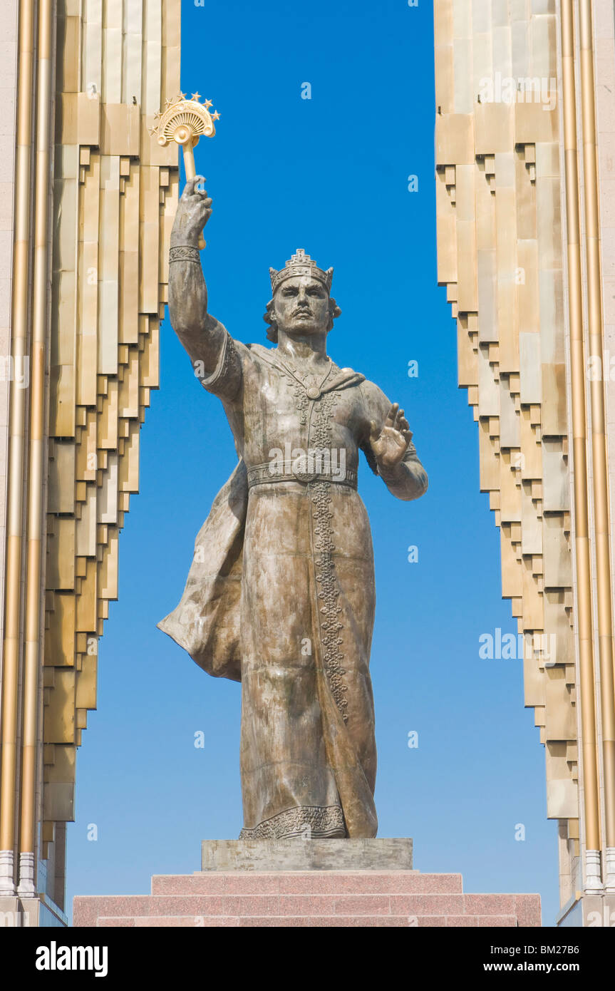 Statue von Ismail Samani (Ismoili Somoni), als Mahnmal, Duschanbe ...