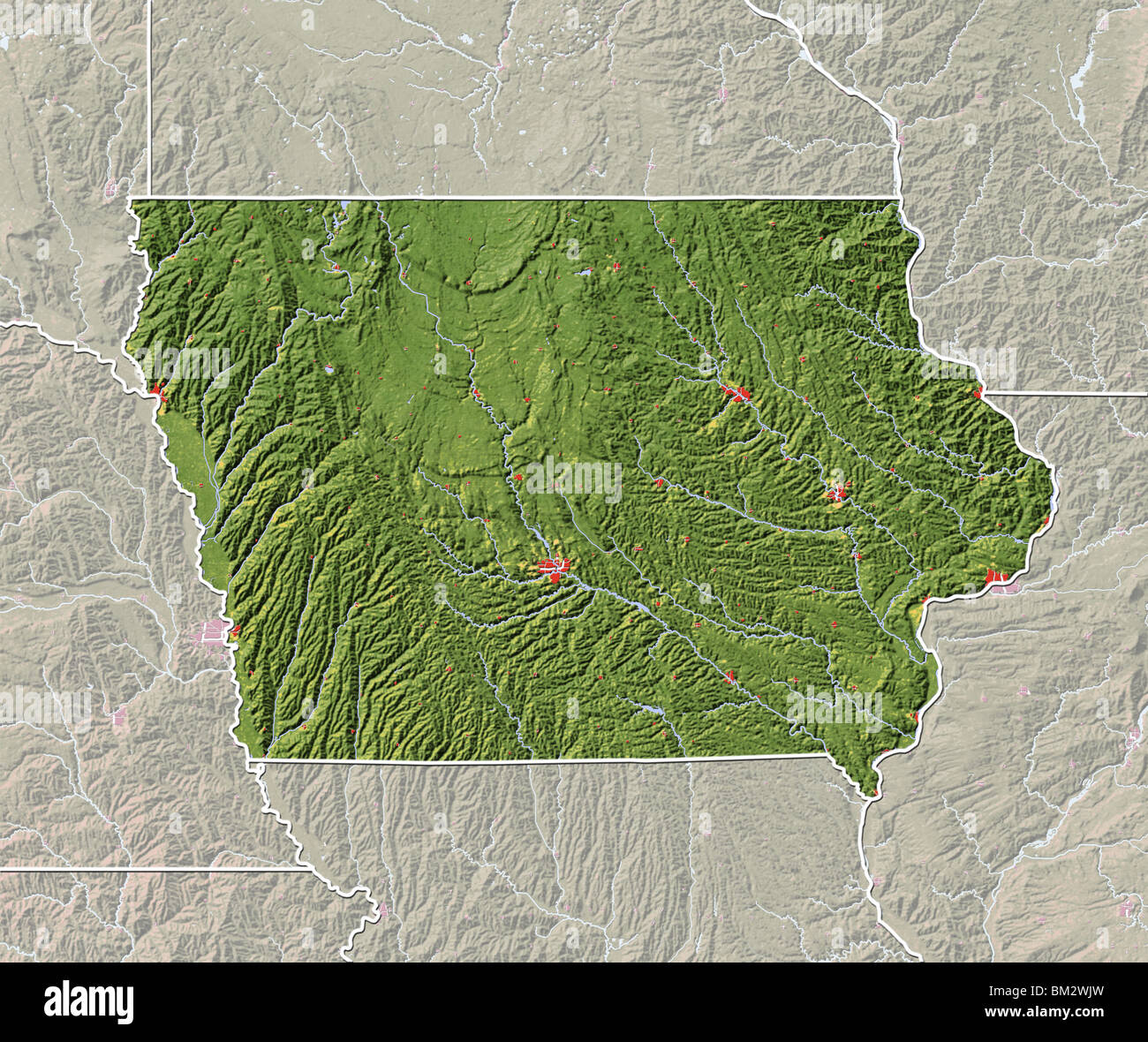 Physical map iowa -Fotos und -Bildmaterial in hoher Auflösung – Alamy
