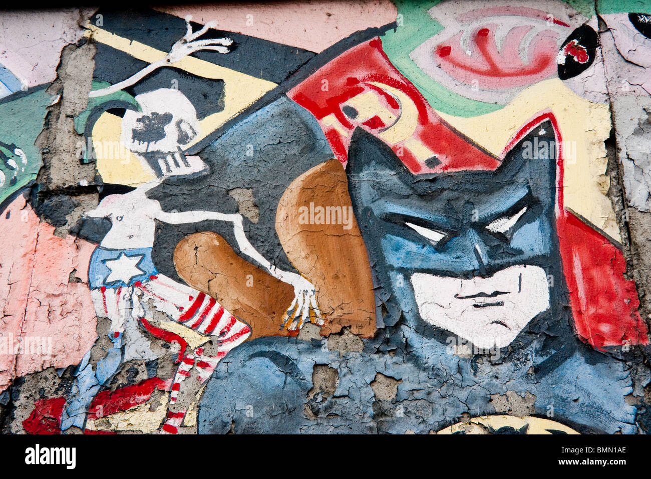 Batman-Graffiti auf einem Abschnitt der Berliner Mauer Berlin ...