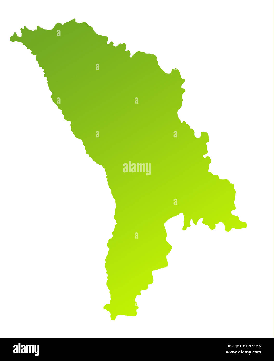 Grünen Verlaufs-Map der Republik Moldau isoliert auf einem weißen ...