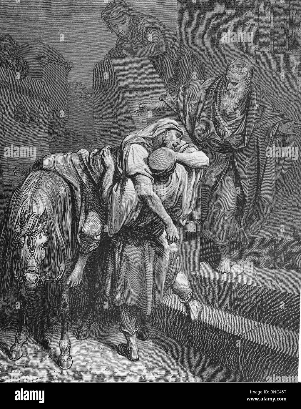 Der barmherzige Samariter von Gustave Dore, 1832-1883 Stockfotografie ...