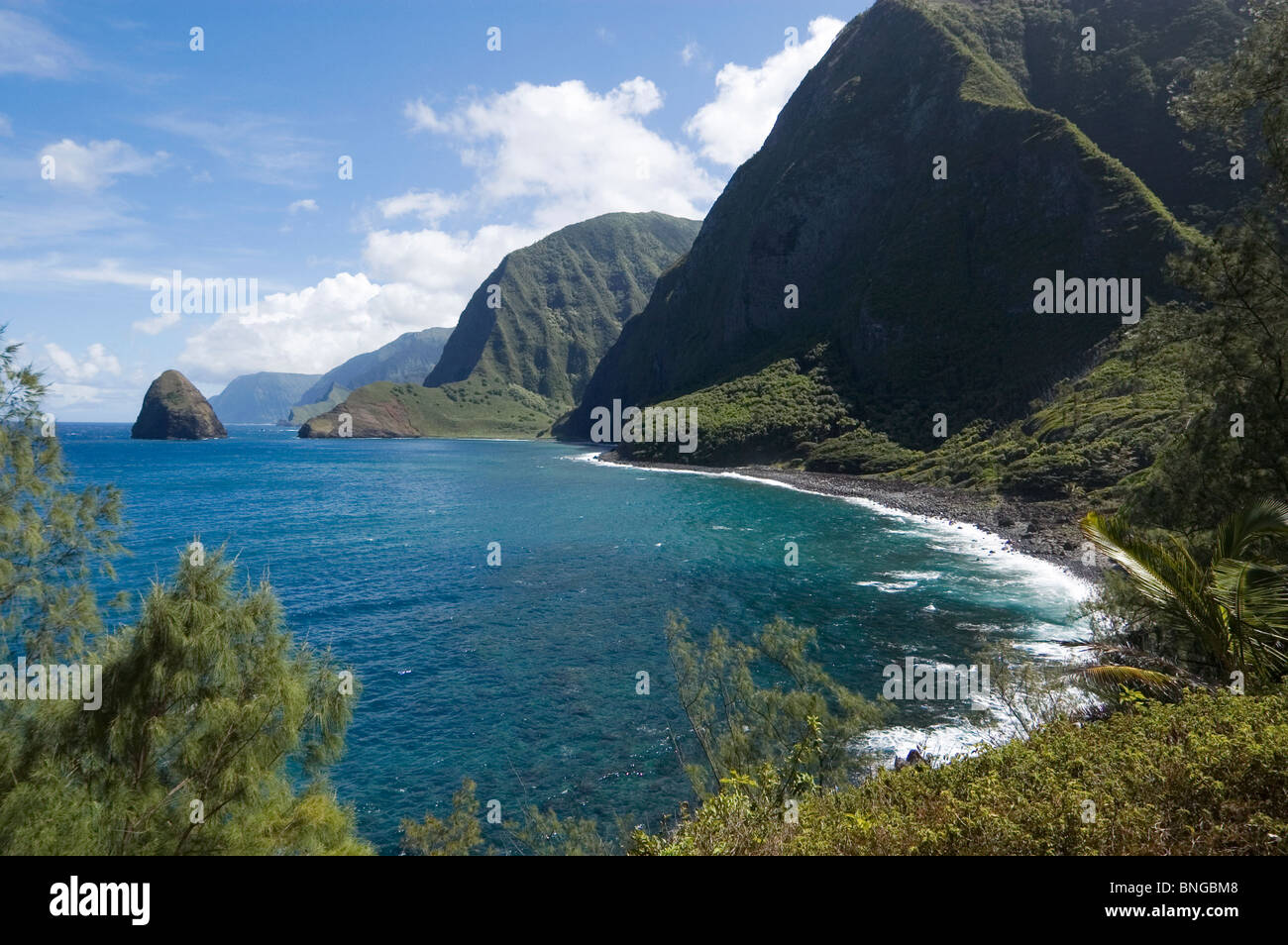 Elk284-6380 Hawaii, Molokai, Kalaupapa-Halbinsel NHS, N Molokai pali ...