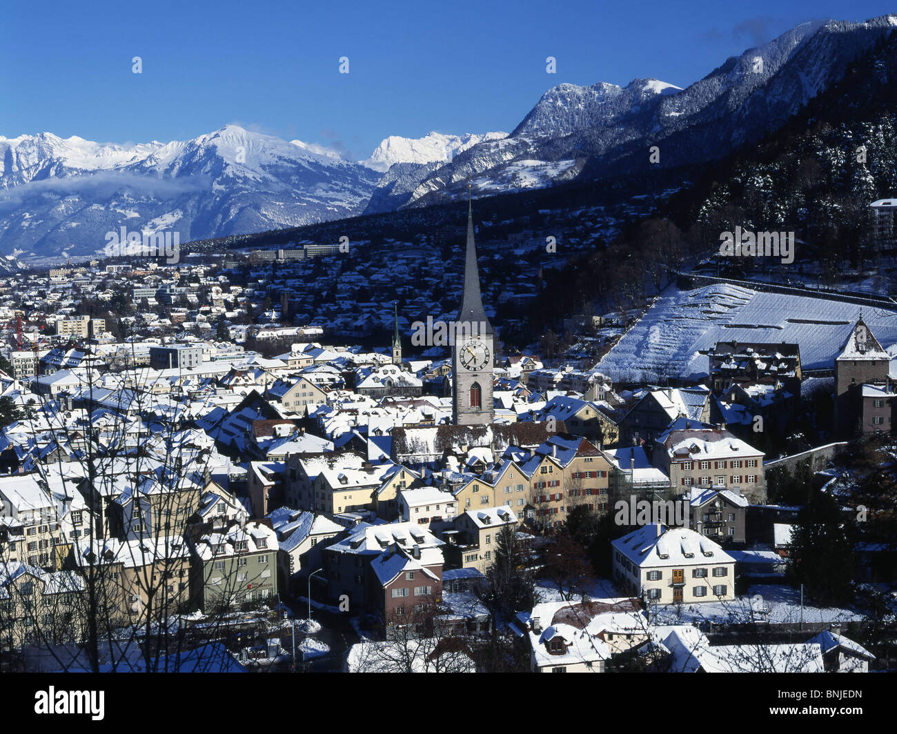 Chur Stadt Kanton Graubünden Graubünden Schnee Winter Schweiz mit Blick ...