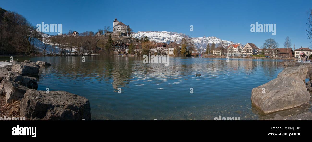 Schloss Werdenberg bei Buchs Kanton Sankt Gallen Schweiz Schloss Wasser ...