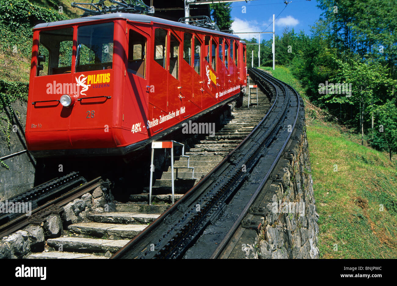 Pilatusbahn Schweiz Kanton Obwalden Zahnradbahn Landschaft Landschaft ...