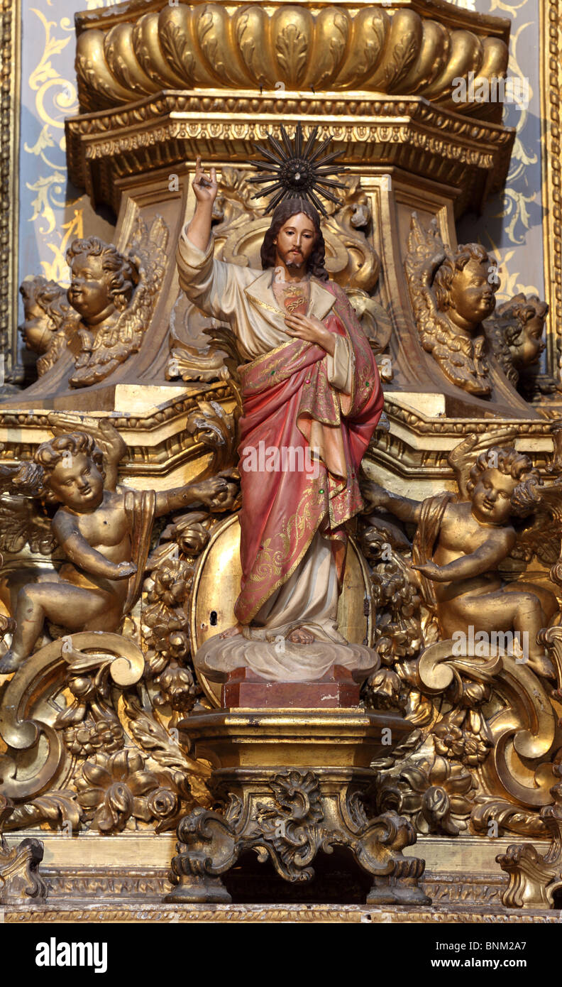 Jesus Christus-Statue auf dem Altar der Kathedrale Se, Porto Portugal ...