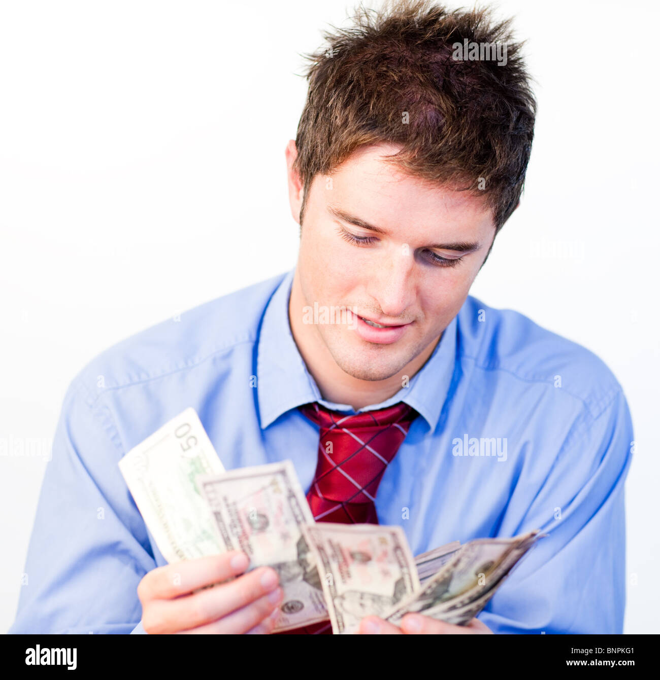 Männlich, Geld zählen Stockfotografie - Alamy