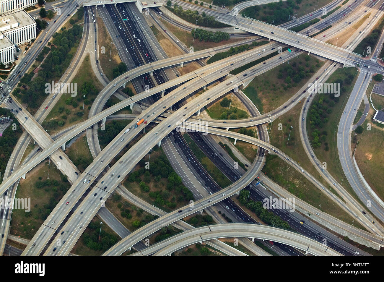 Luftaufnahme über komplexe Autobahn Austausch Atlanta Georgia ...