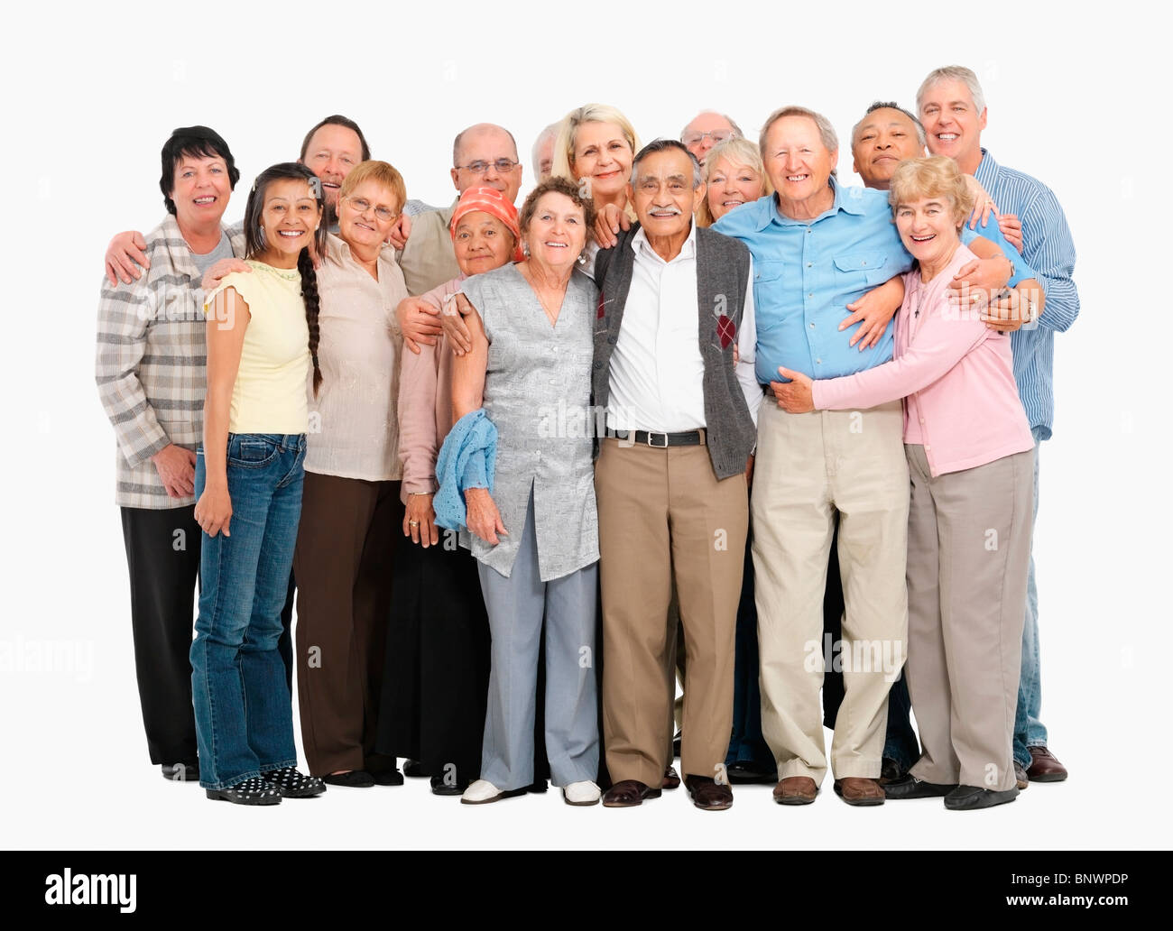 Eine Gruppe Menschen mit ihre Arme umeinander Stockfotografie - Alamy