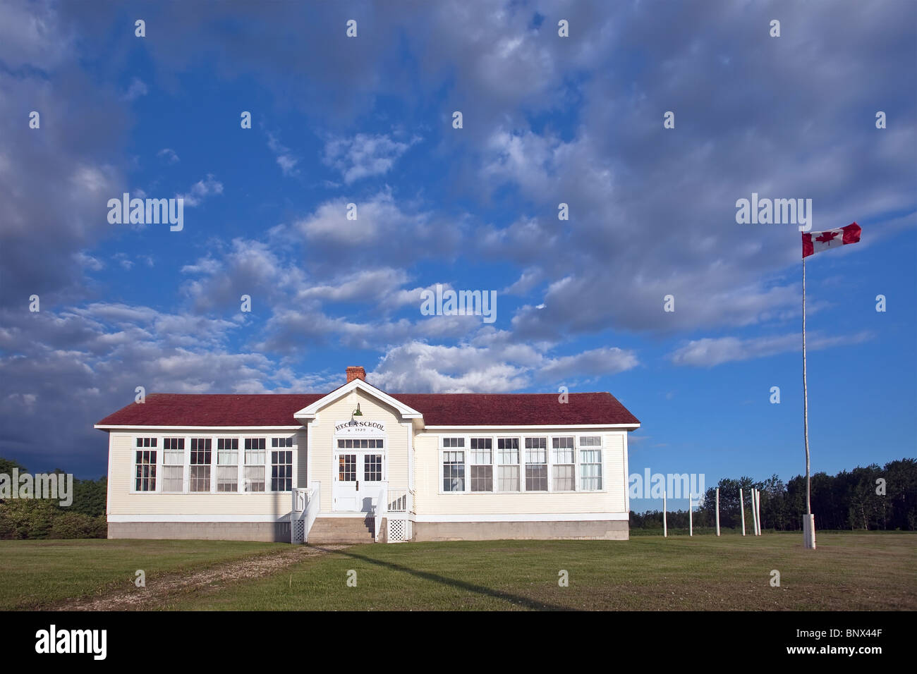 Hecla Dorfschule. Hecla Island Provincial Park, Manitoba, Kanada ...