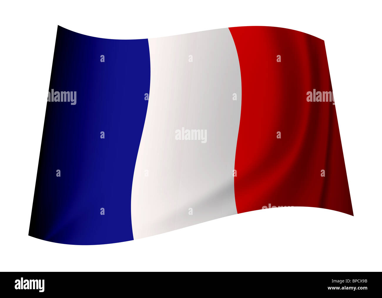 französische Flaggen-Symbol mit weißen und blauen Farben Tricolor rot ...