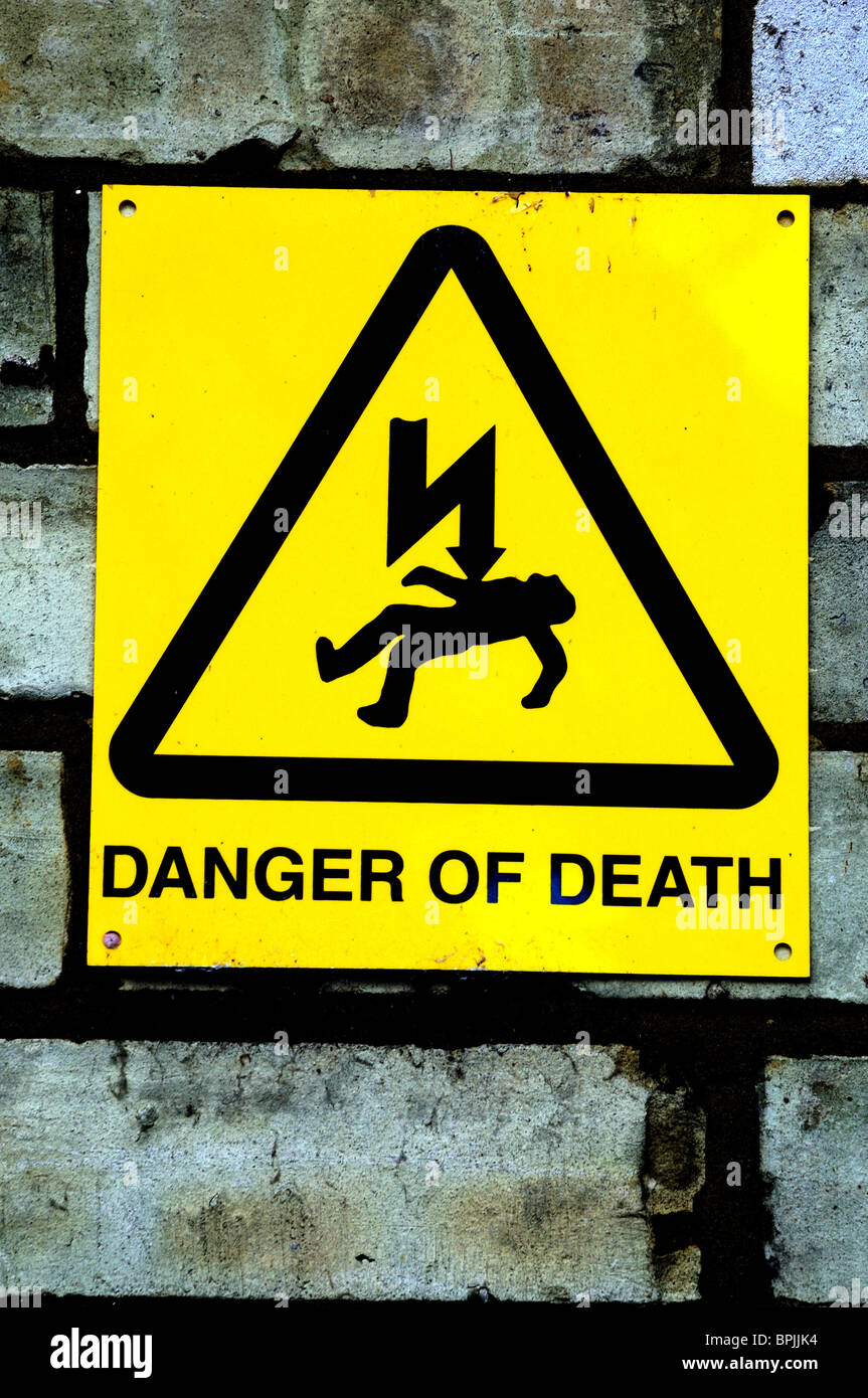 "Gefahr des Todes" von Strom-Warnung zu unterzeichnen Stockfotografie ...