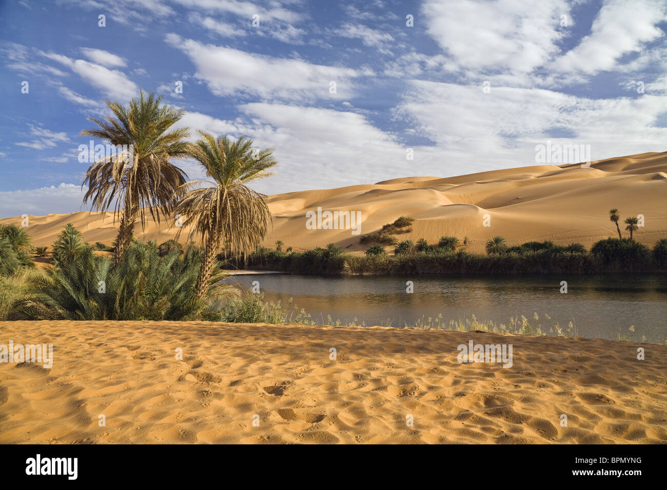 Mandara-Seen in den Dünen von Ubari, Oase Umm el Ma, libysche Wüste ...