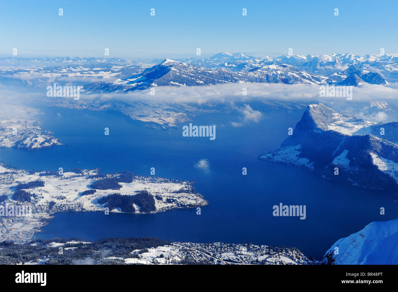 Blick vom Pilatus Berg über dem Vierwaldstättersee, Vierwaldstättersee ...