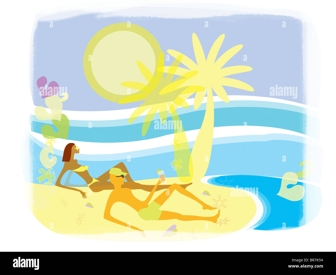 Frauen am strand liegen Ausgeschnittene Stockfotos und -bilder - Alamy