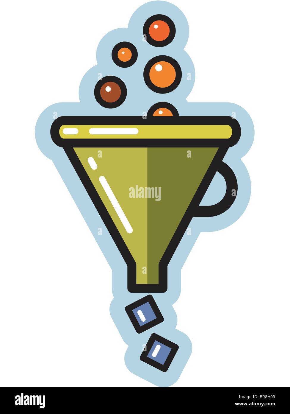 Eine bildliche Darstellung der Filtervorgang durch einen Trichter ...