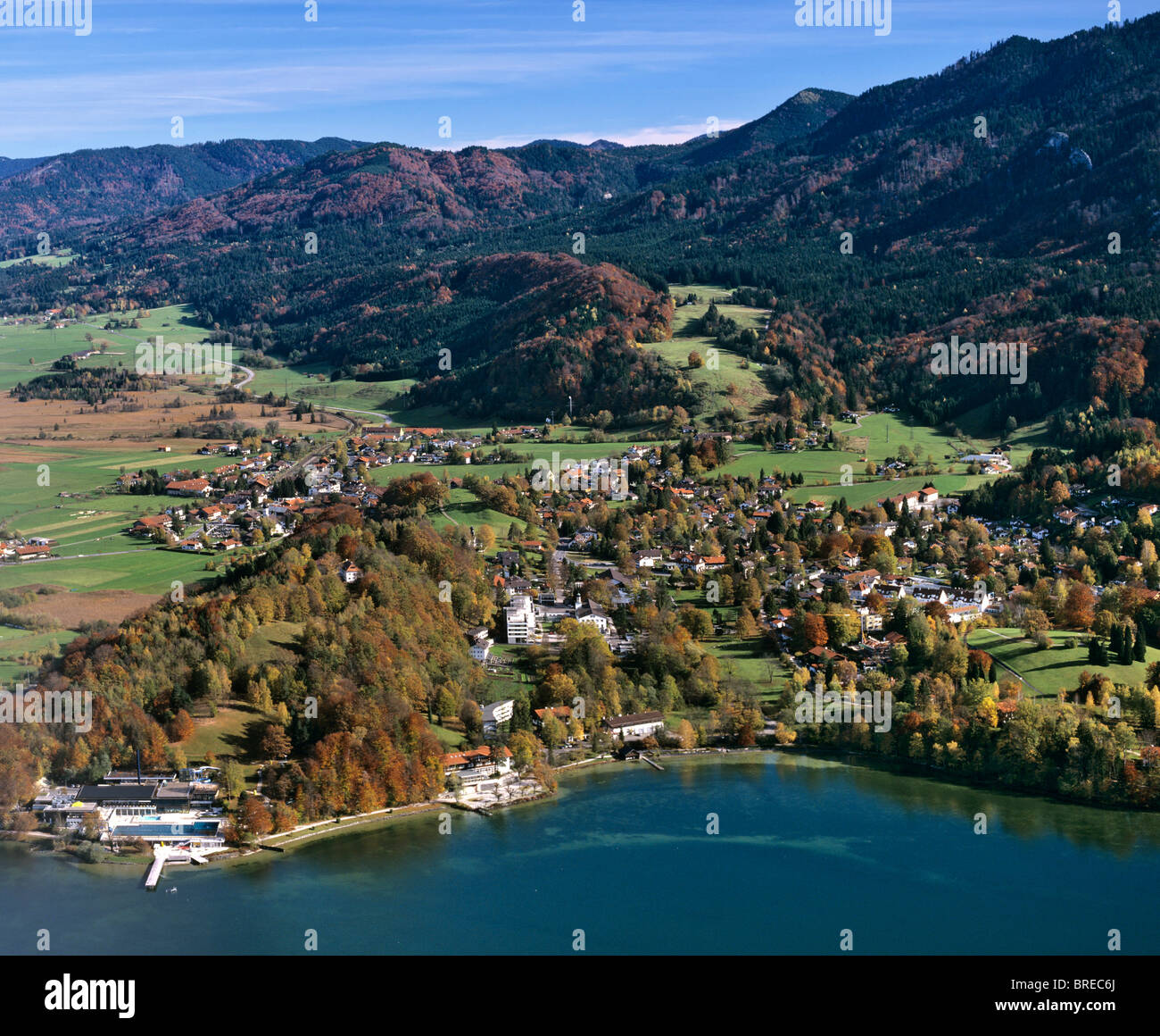 Kochel mit See Kochelsee, Trimini, Oberbayern, Deutschland, Europa, Luftbild Stockfotografie - Alamy