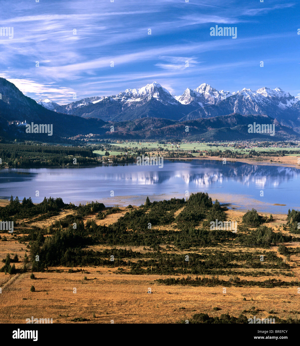 Luftbild, Bannwaldsee See, Füssen, Schloss Neuschwanstein, Tannheim ...