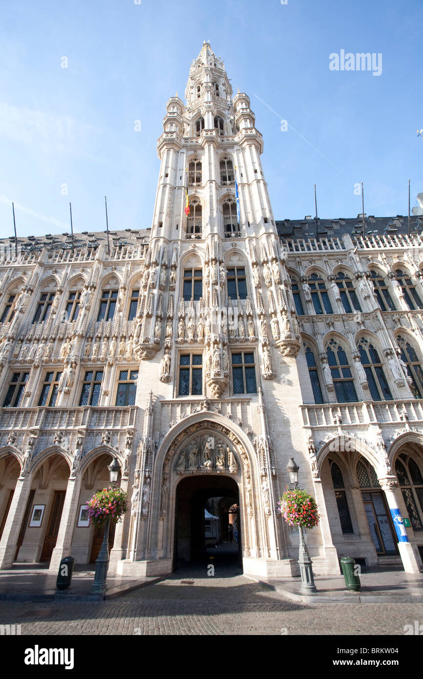 Das Rathaus von Brüssel, Grand-Place, zentrale Platz von Brüssel. Foto ...