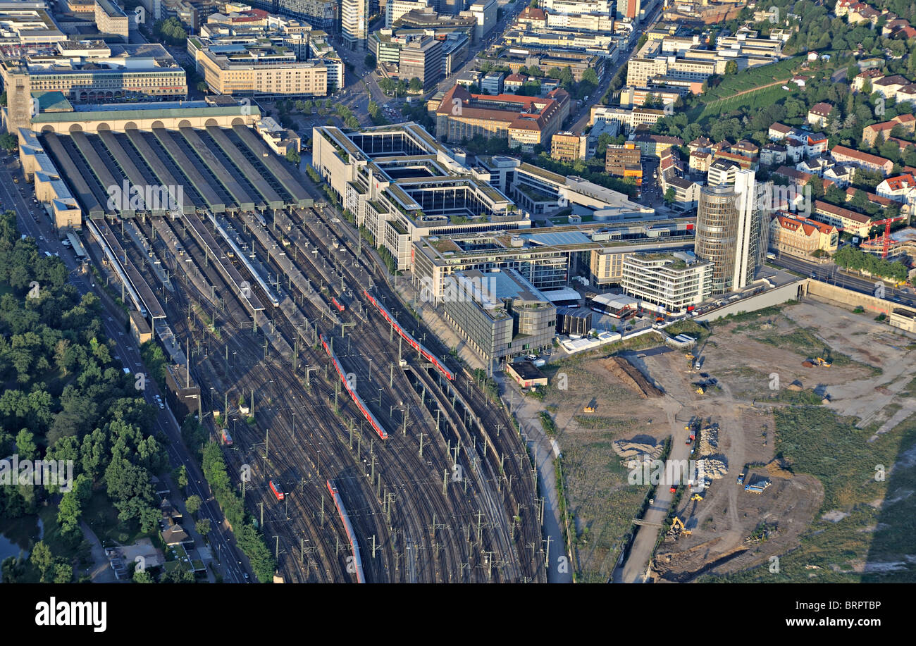 Stuttgart 21 Hauptbahnhof Bahnhof und Ansatz Spuren Luftbild ...