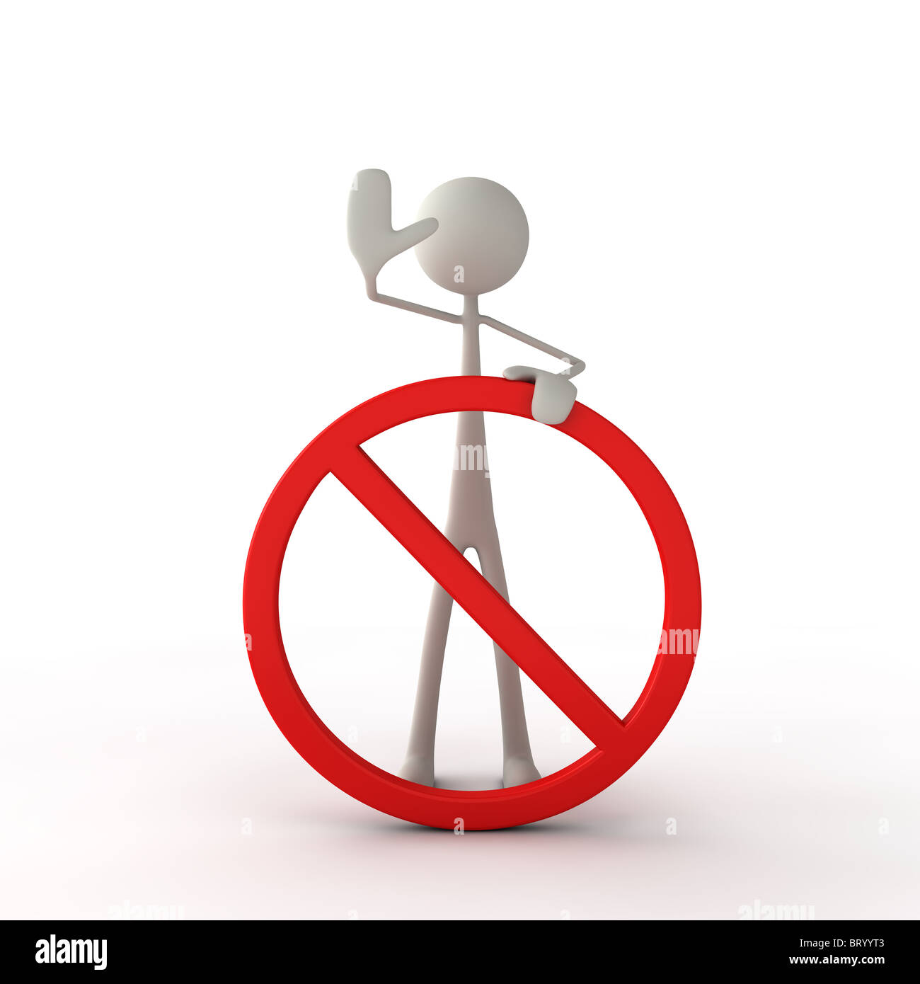 Figur mit Stop-Zeichen Stockfotografie - Alamy