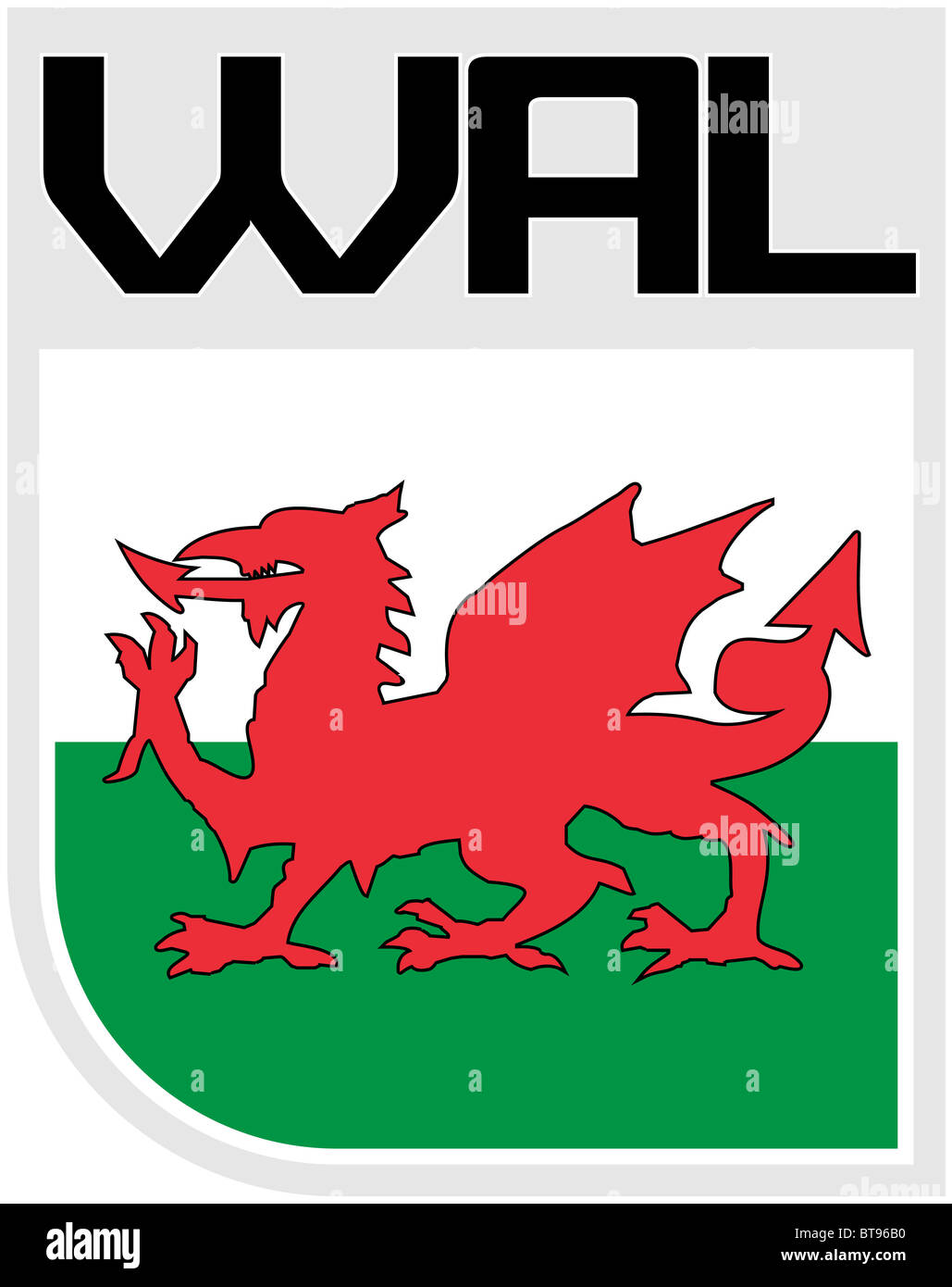 Die Flagge von Wales zeigt ein Symbol Außenillustration walisische ...