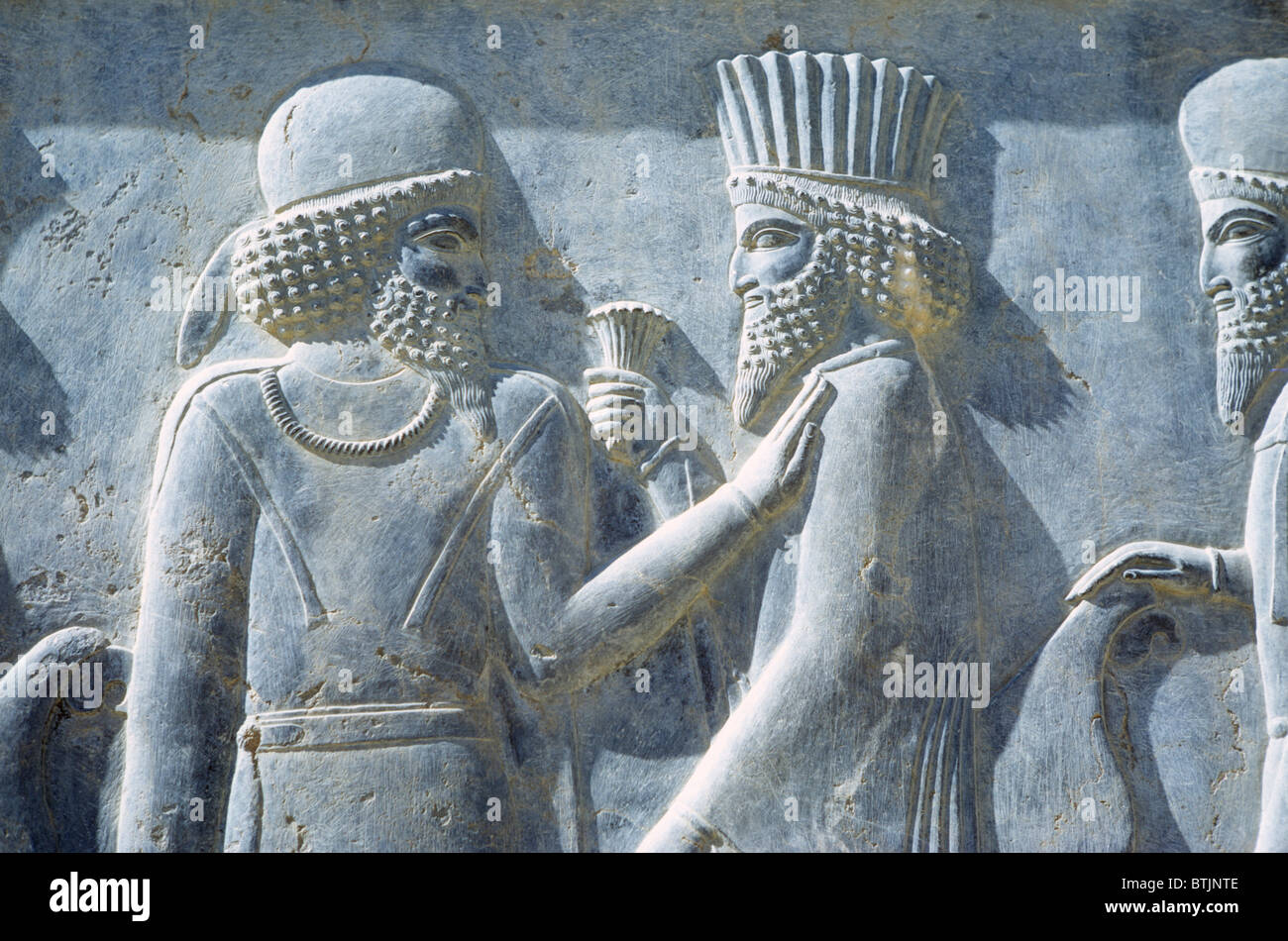 Persepolis Persien, Detail des Reliefs auf außerhalb von Osten Treppe ...
