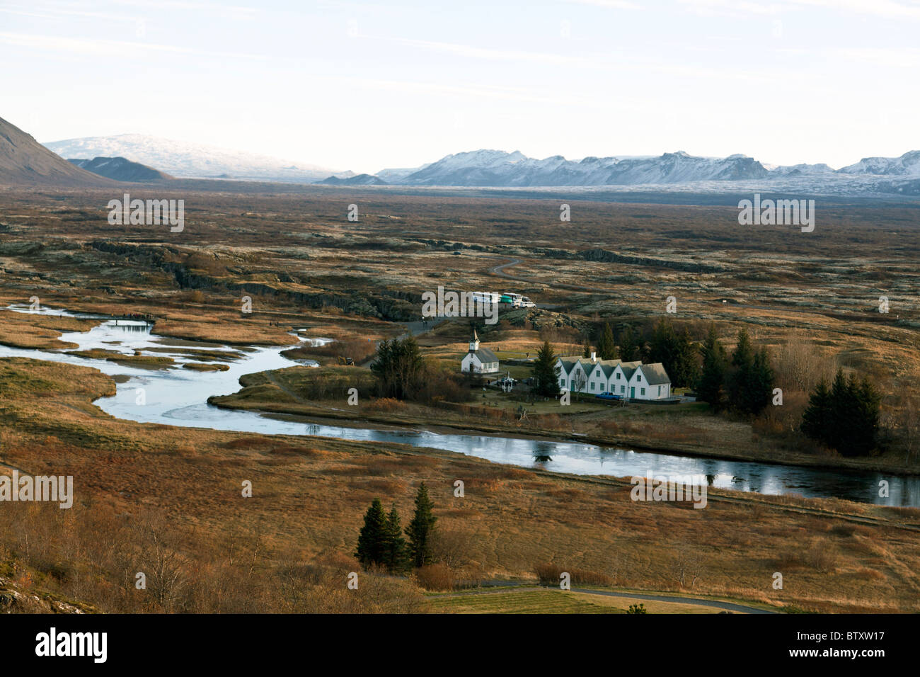 Thingvalla Kirkja Kirche, Nationalpark Thingvellir, Island ...