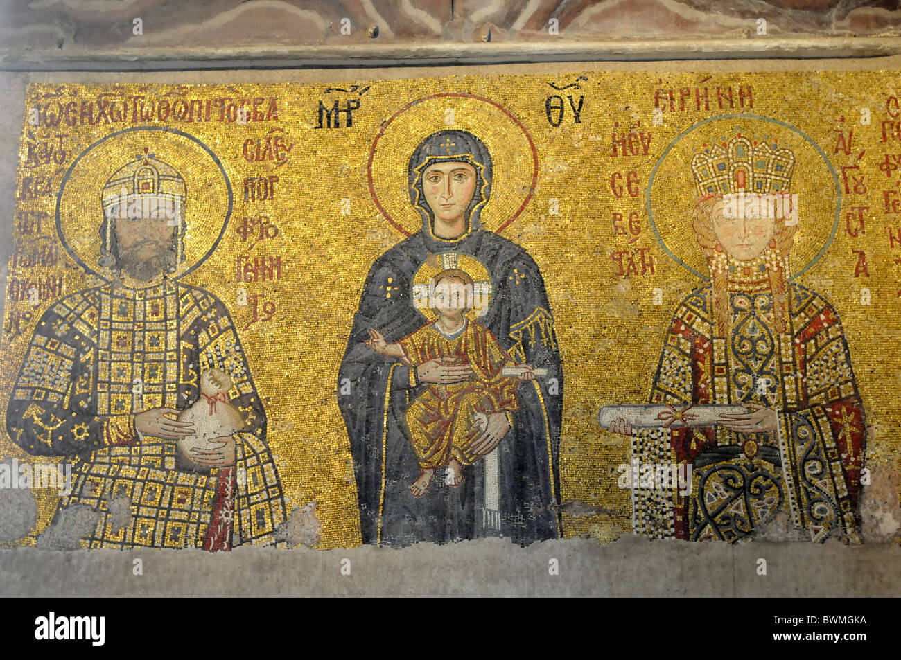 Mosaik der Jungfrau Maria und Jesus Christus in der Aya Sofya (Hagia Sophia) oder die Kirche der ...