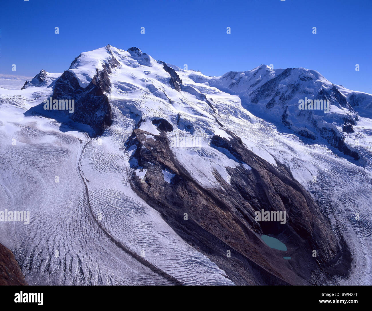 Schweiz Europa Kanton Wallis Monte Rosa Gorner Gletscher Dufourspitze ...