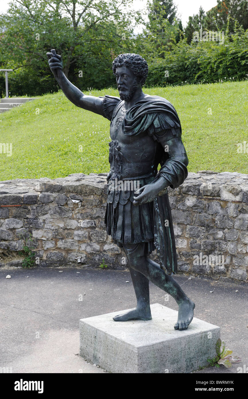 Kaiser Marc Aurel, Statue, Limes Museum Aalen, Baden-Württemberg ...