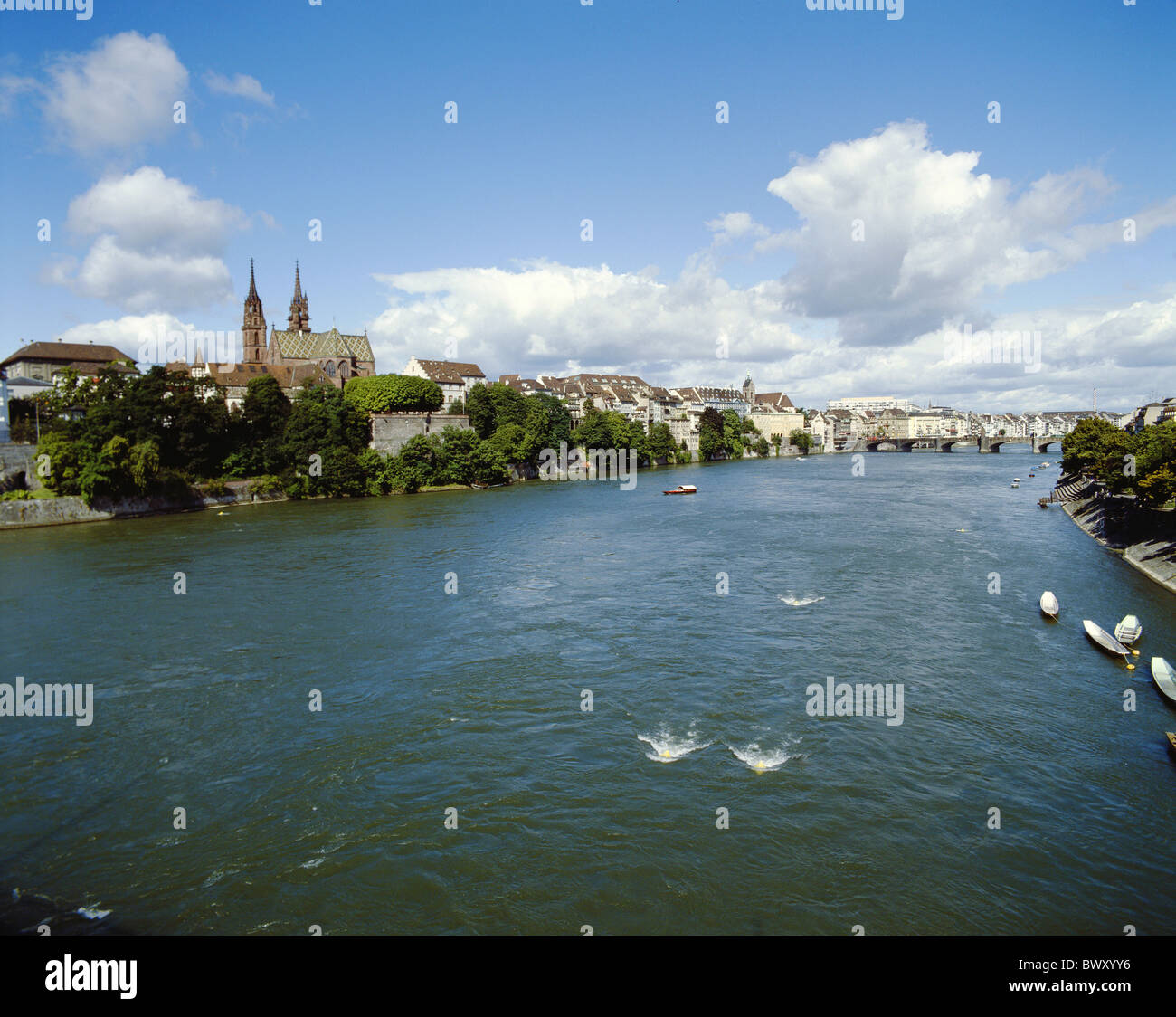 Basel Basel Stadt Munster Rhein Fluss Fluss der Schweiz Europa ...