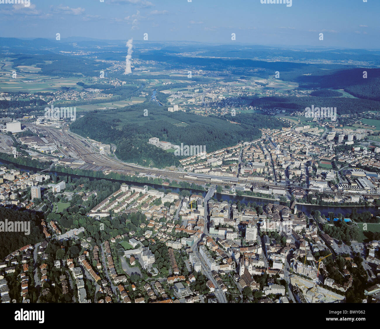 Schweiz Europa Kanton Solothurn Olten Luftbild Kernkraftwerk Gosgen ...