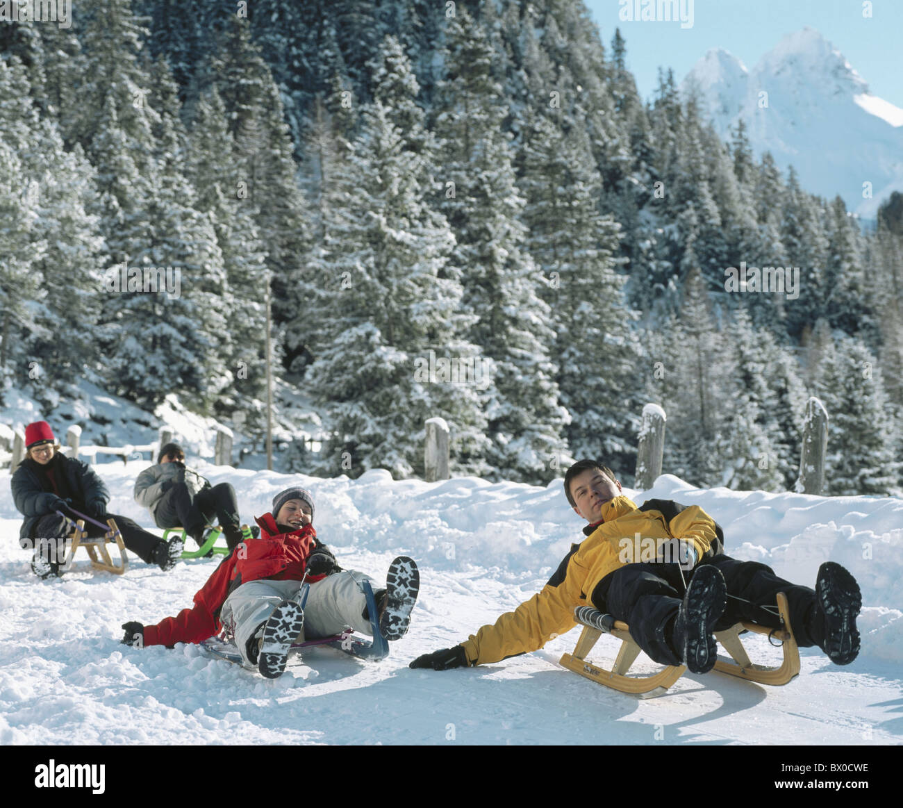 Graubünden Graubünden Gruppe lachen Preda-Bergün Schlittelbahn ...