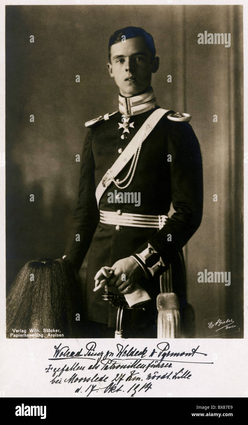 Wolrad Friedrich, 26.1.1892 - 14.10.1914, Fürst von Waldeck und Pyrmont ...