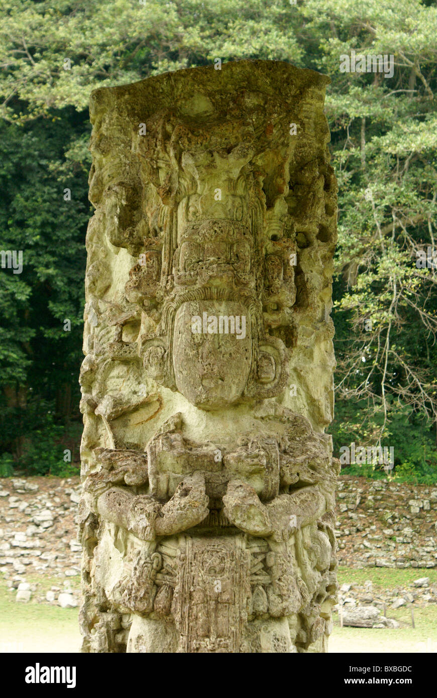 Gleichnis des Copan Herrschers 18 Kaninchen auf Stele 4 bei den Maya ...
